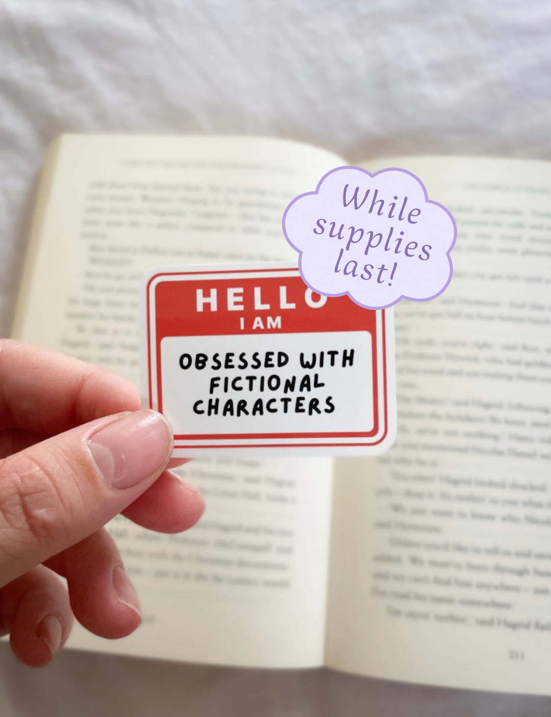 Hello Im Obsessed With Fictional Characters Sticker | Stickers for ...