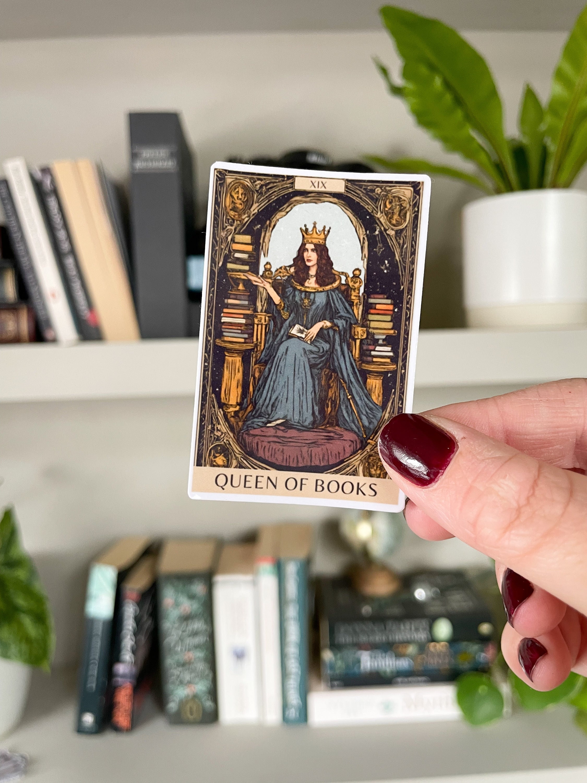 Queen of Books Tarot Card Book Sticker Booklover - Etsy