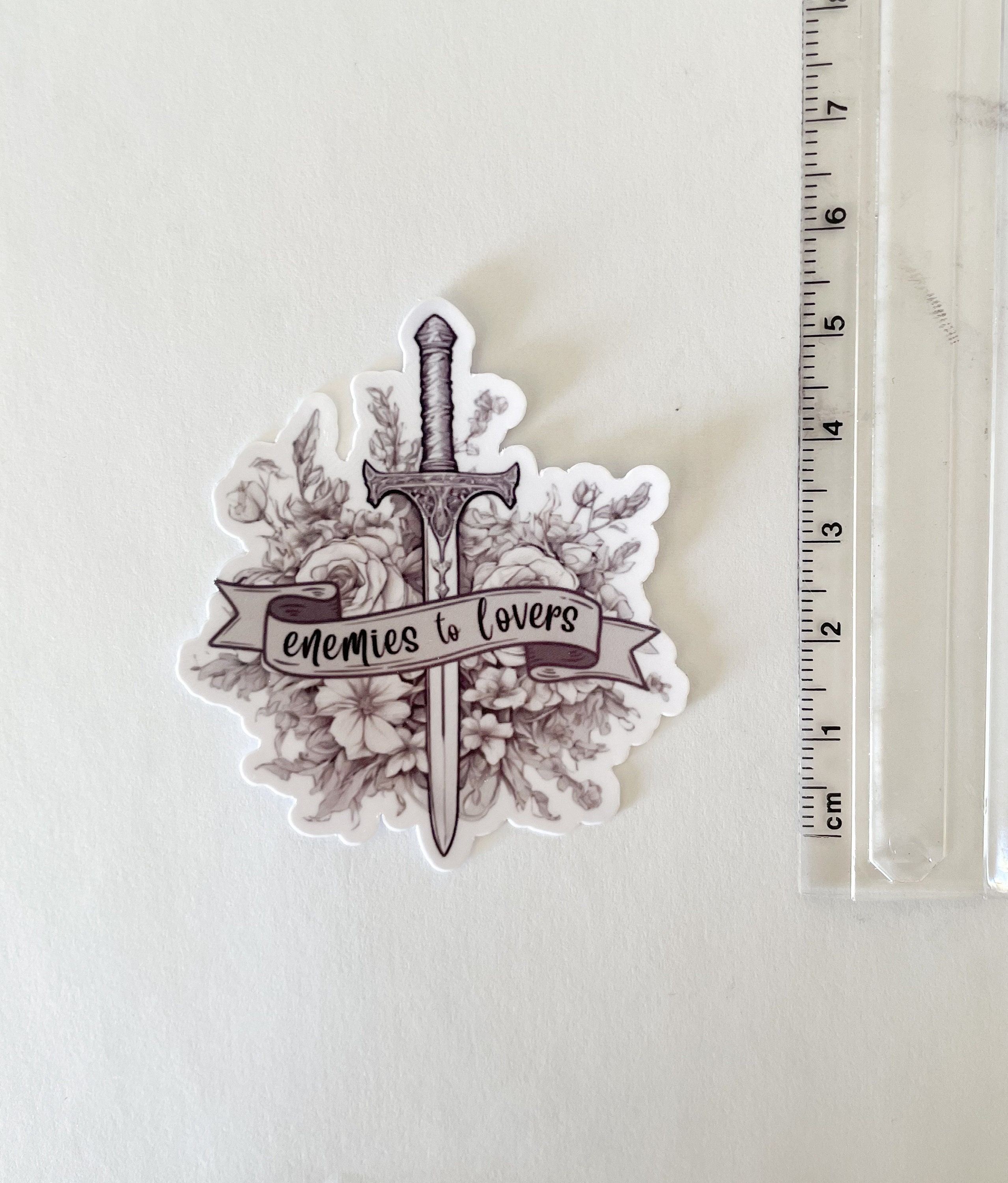 Enemies to Lovers Sword With Flowers Sticker Booklover - Etsy