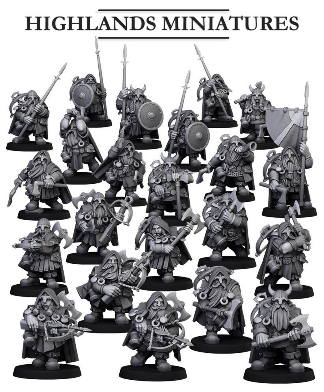 Dwarf Rangers 32 or 28 Mm Tabletop Wargame D&D Highland Miniatures Sons ...