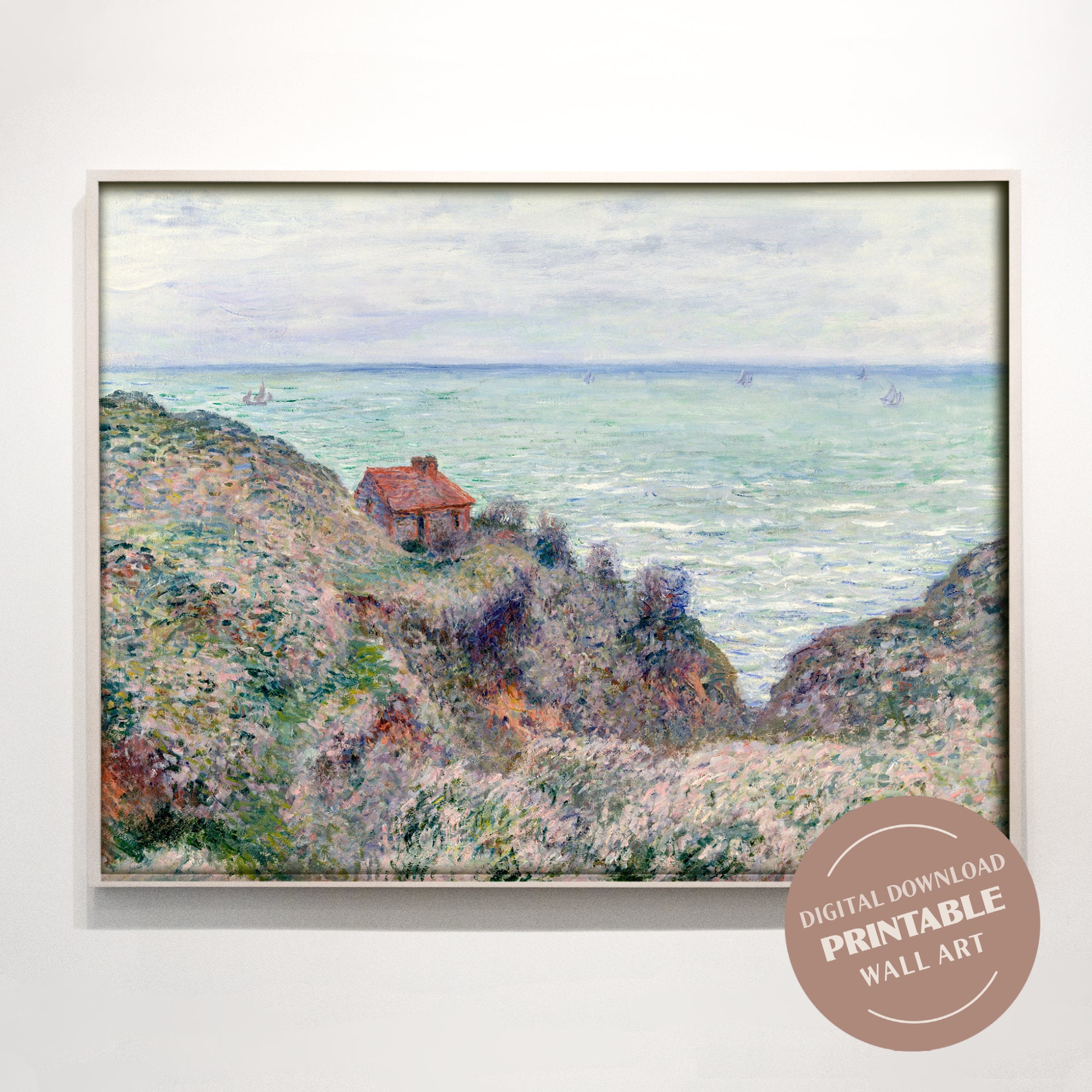 Cabin Seascape Printable - Monet Impressionist Ocean Landscape ...