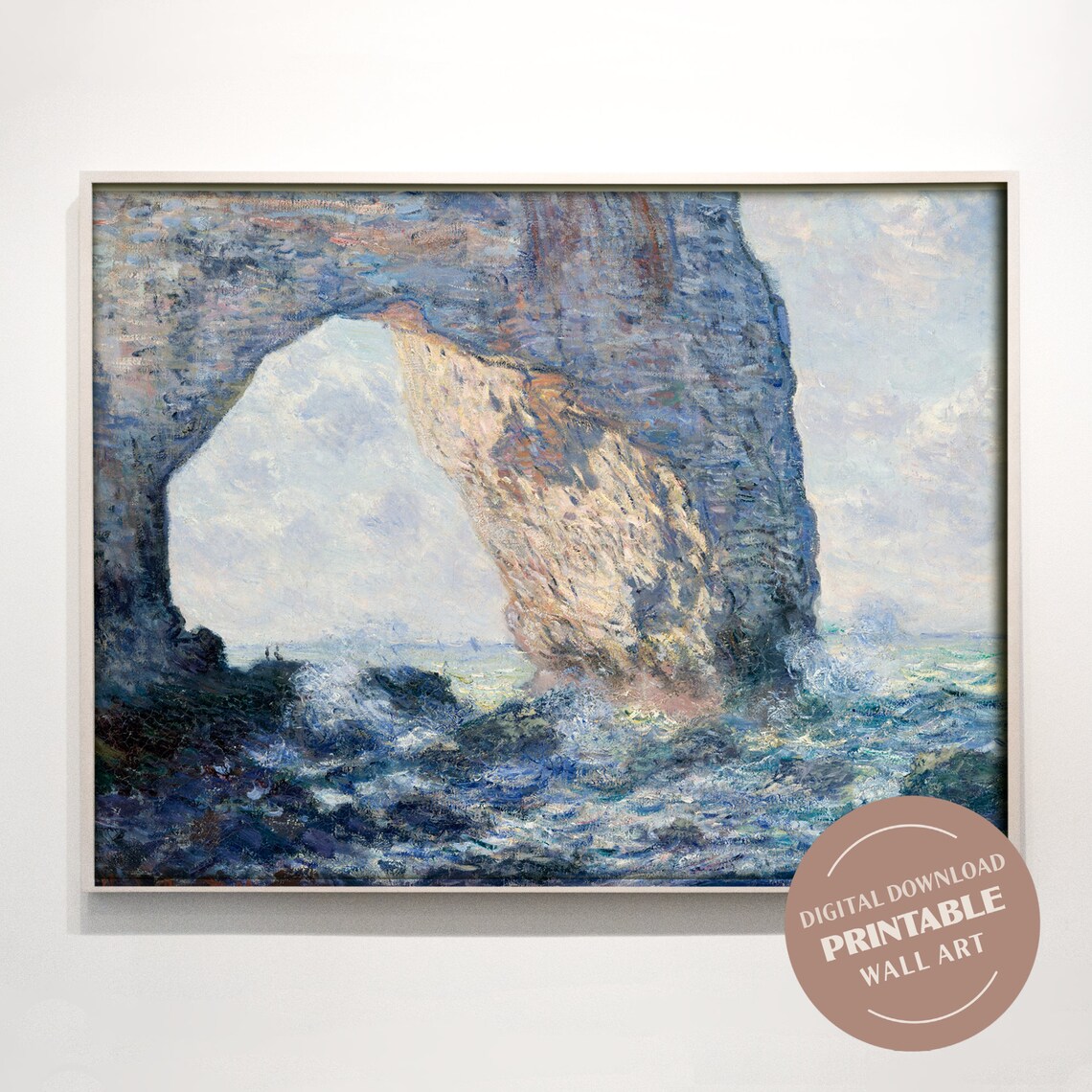 Beach Cliff Printable - Monet Impressionist Oil Painting Print ...