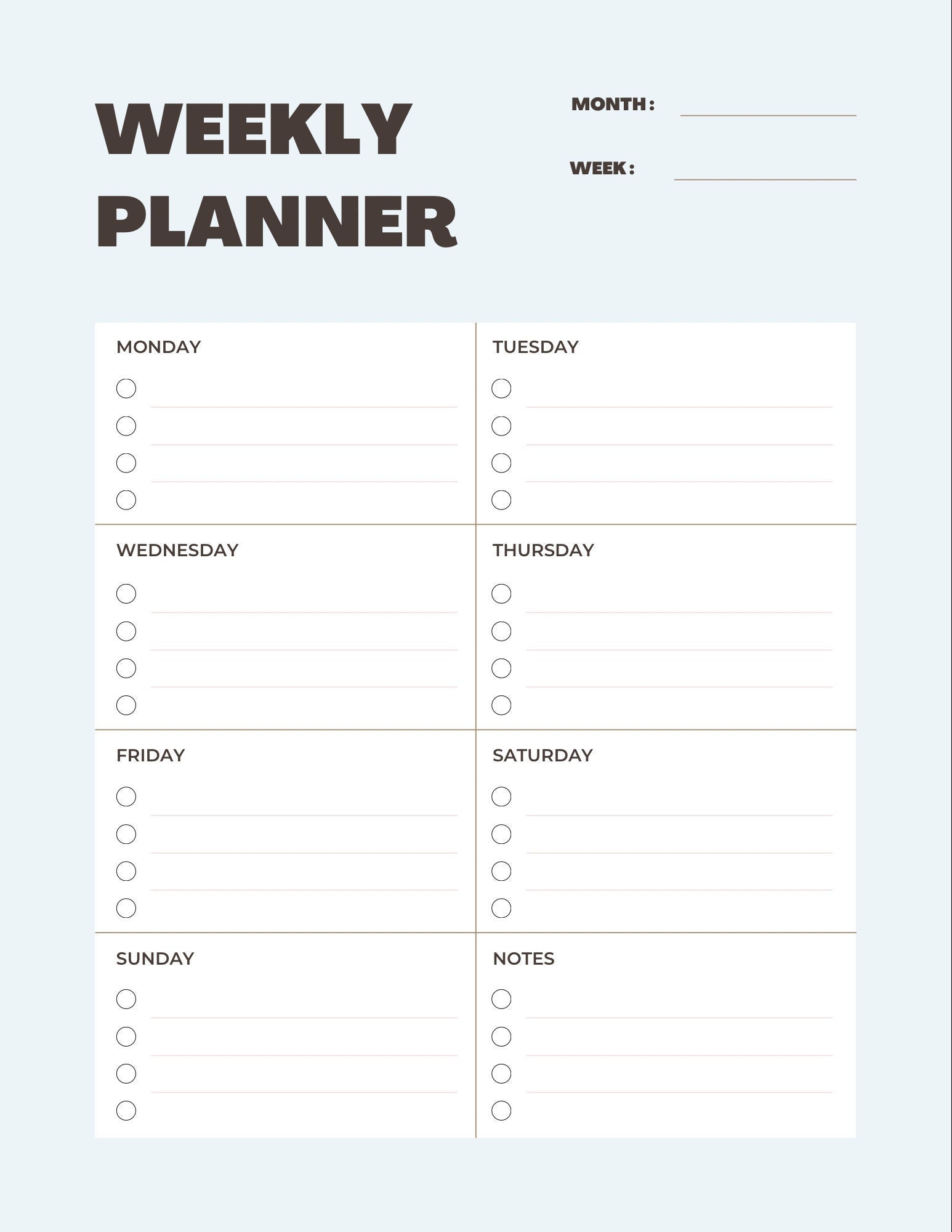 Digital Weekly/daily Planner A4 Minimalist Undated - Etsy