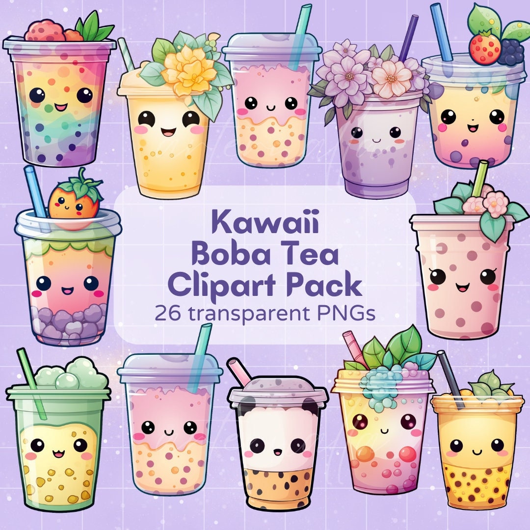 26 Kawaii Boba Tea Clipart Bundle Kawaii Cute Bubble Tea Clip - Etsy