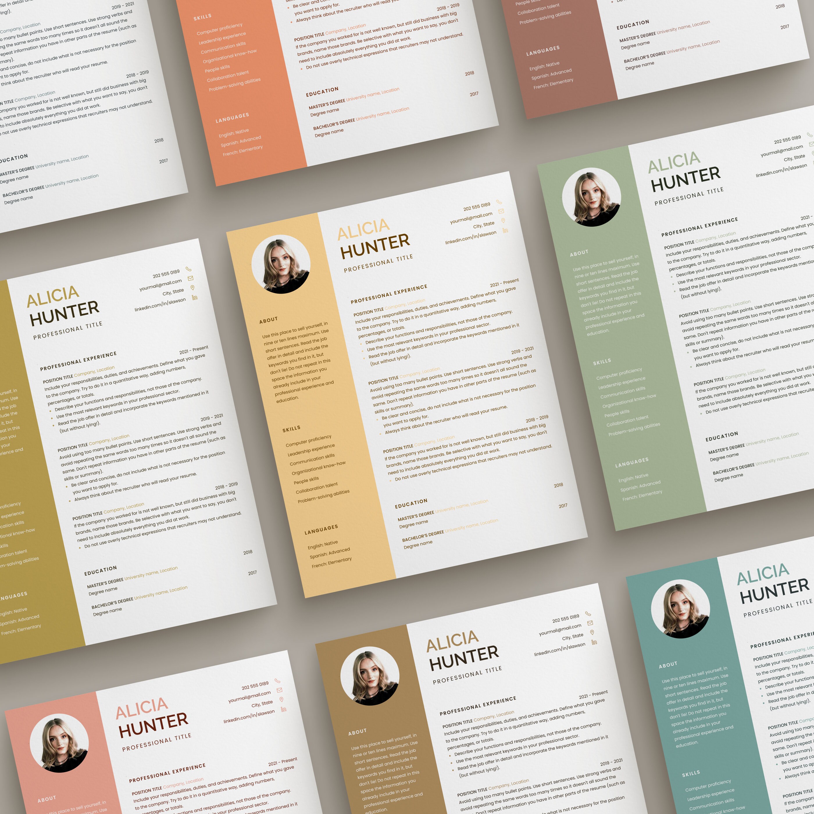 Resume Template for Microsoft Word With Photo. Includes 1 and 2 Page Resume Template, Free Cover ...