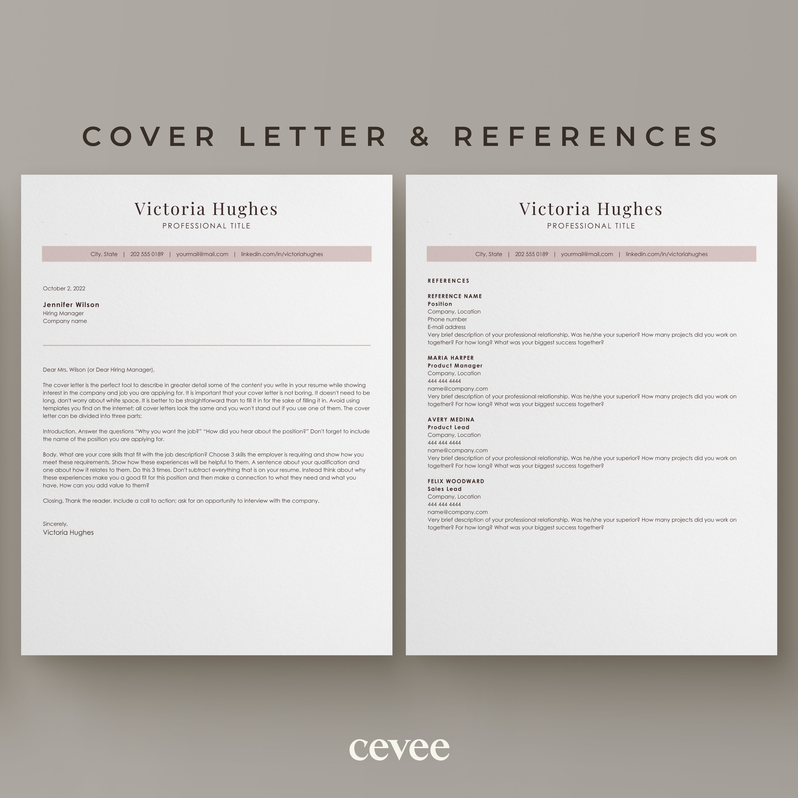 ATS Friendly Resume Template for Microsoft Word. Includes One and Two ...