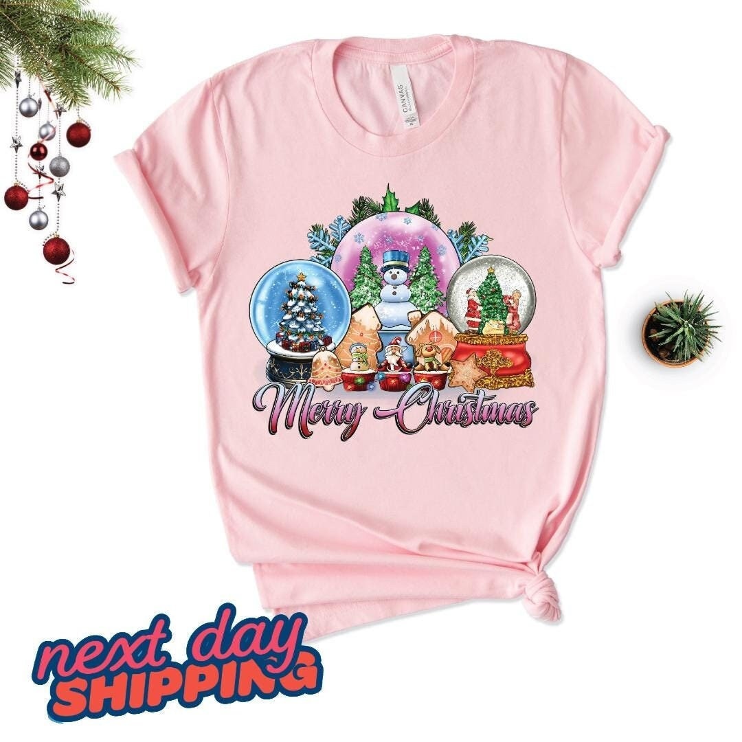 Merry Christmas Snow Globe Shirt, Holiday Snow Globe Tee, Christmas T ...