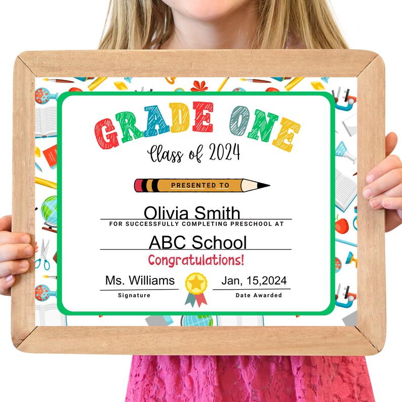 Fillable Grade Graduation Certificate Diploma, Elementary Grade 1 to 6 ...