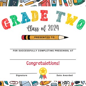 Fillable Grade Graduation Certificate, Elementary Grade 1 to 6 Graduate ...