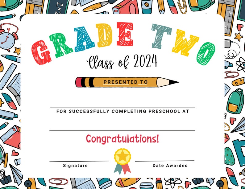 Fillable Grade Graduation Certificate, Elementary Grade 1 to 6 Graduate ...