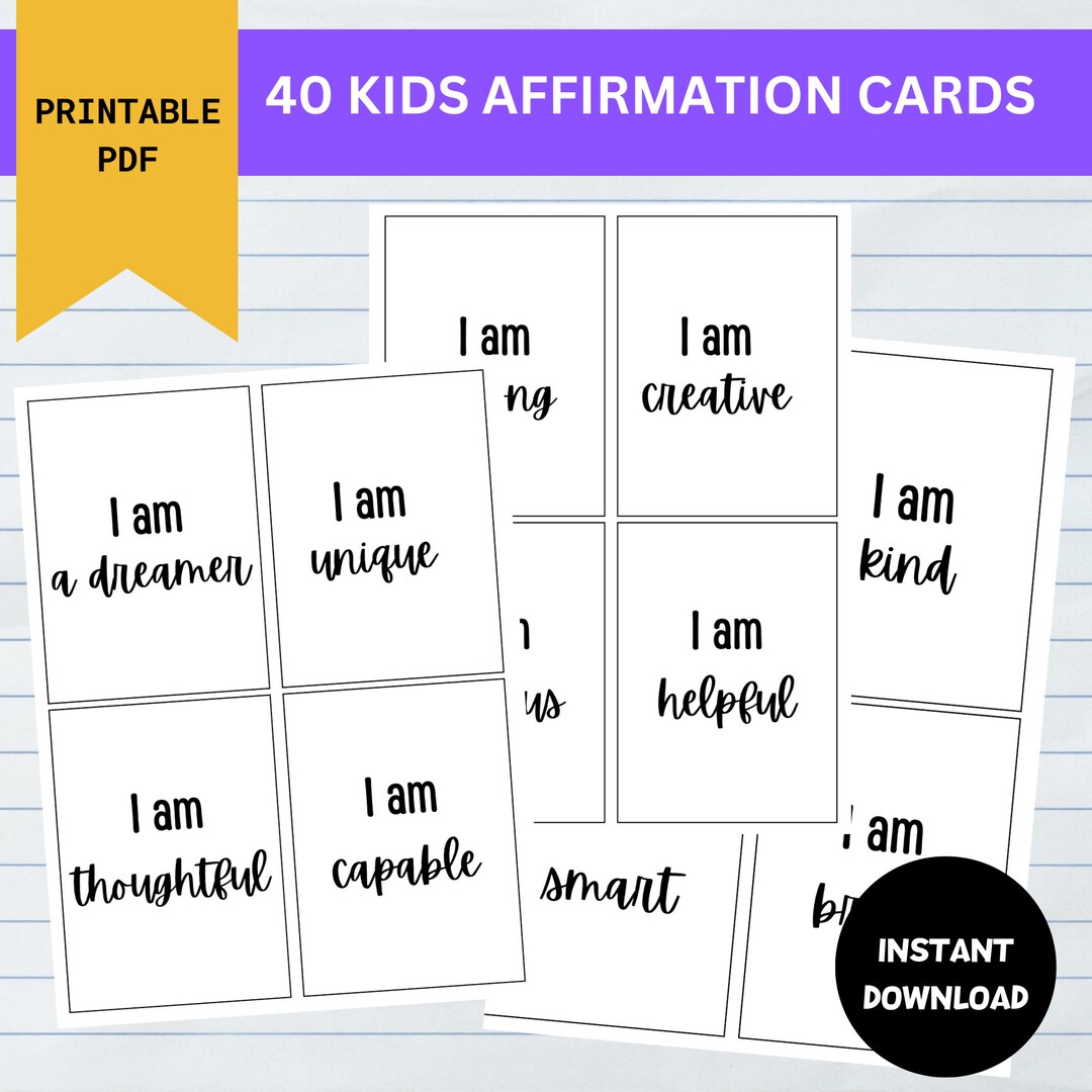 Printable Children's Positive Affirmation Cards Kids Affirmation Cards ...