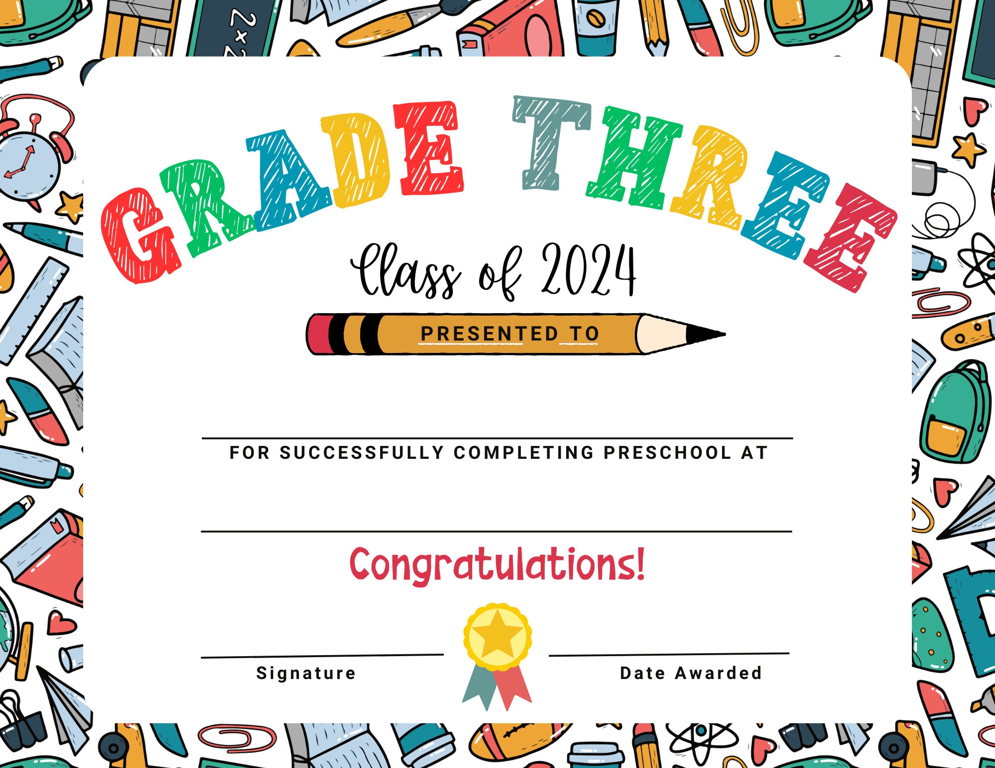 Fillable Grade Graduation Certificate, Elementary Grade 1 to 6 Graduate ...