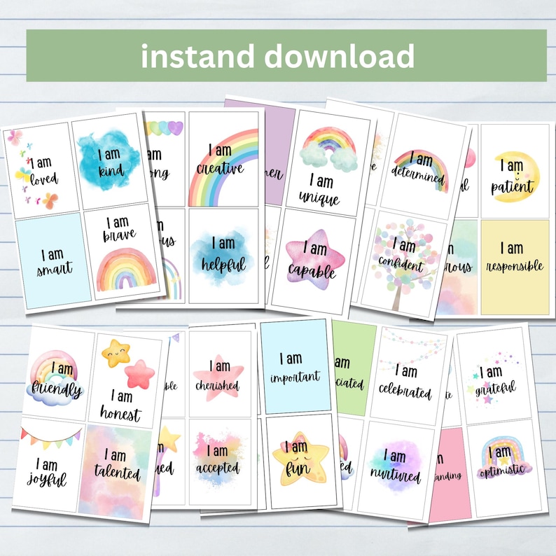 Printable Children's Positive Affirmation Cards Kids Affirmation Cards ...