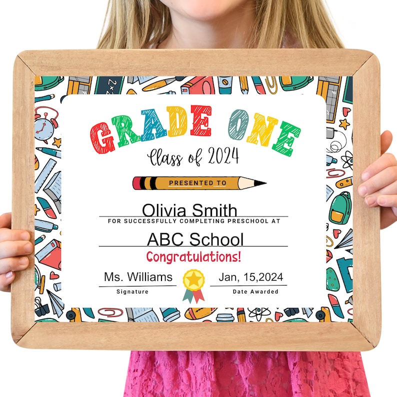 Fillable Grade Graduation Certificate, Elementary Grade 1 to 6 Graduate ...