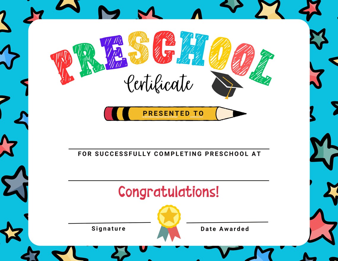 Fillable Preschool Graduation Certificate, Preschool Graduation, Last ...
