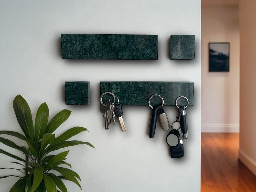 Natural Stone Key Rack 20 X 5 Cm With Adhesive Tape Hanging – in Marble ...