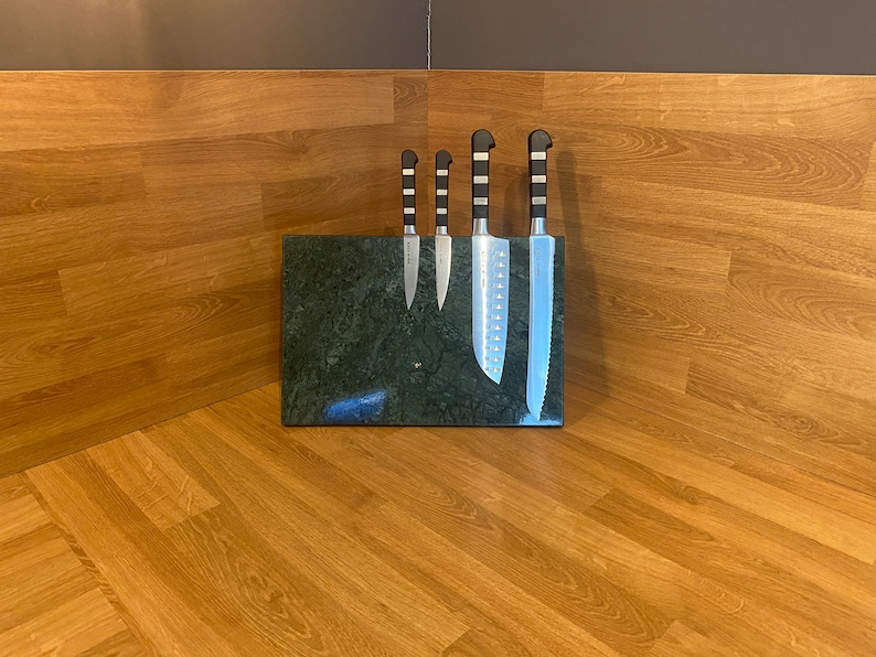 Magnetic Knife Block Made of Green Marble - Knife Holder for Modern ...