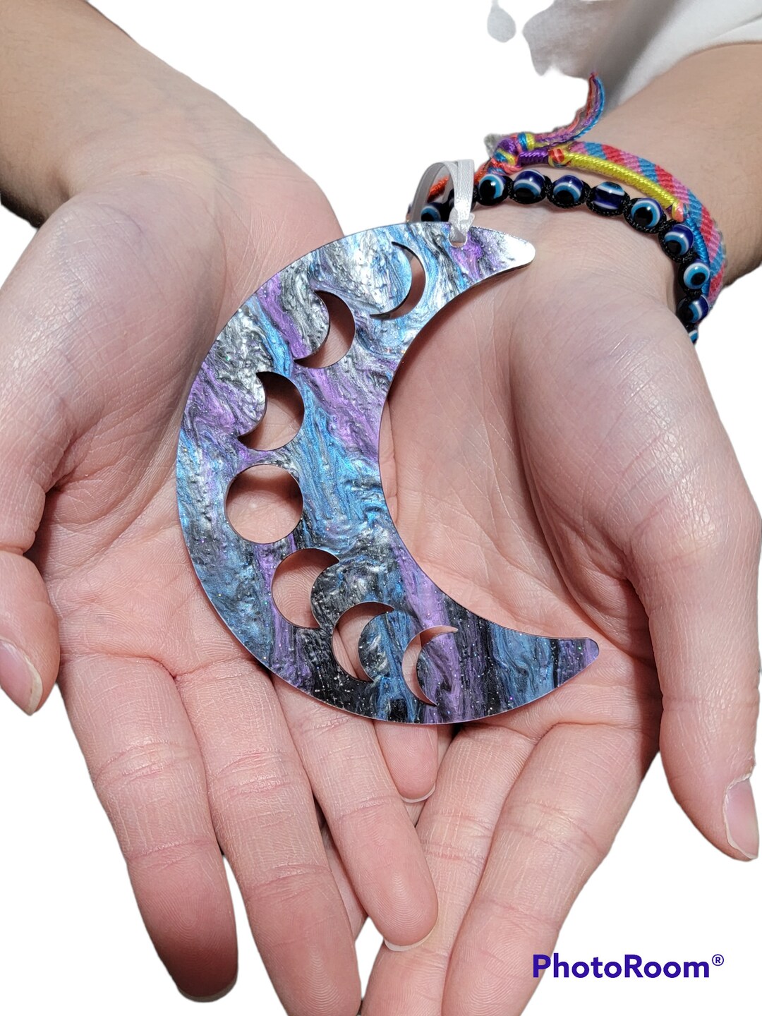 Moon Phase Ornament Made With Beautiful Galaxy Glitter - Etsy