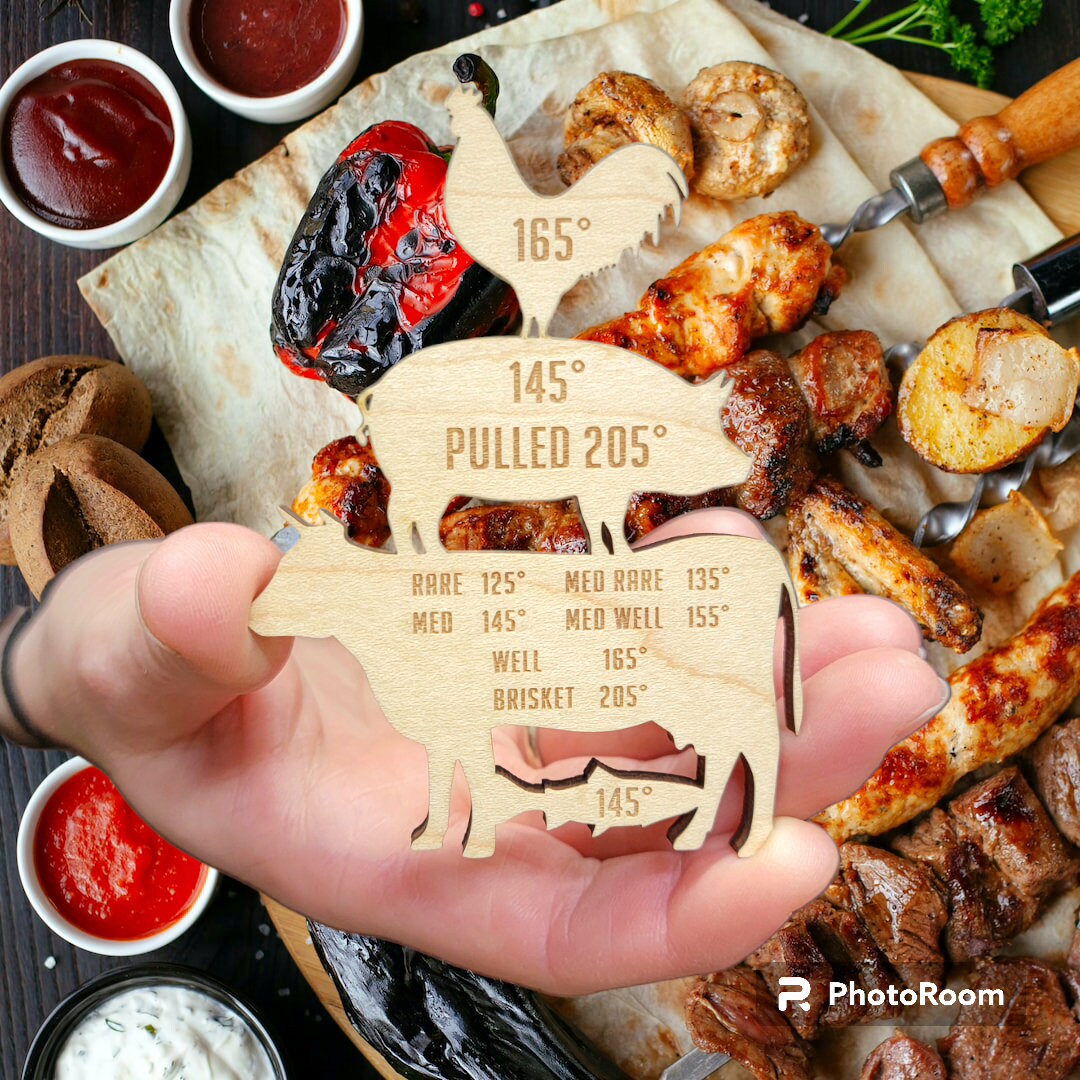 Meat Temperature Engraved Magnet Fish Beef, Chicken, Pork Cooking, BBQ ...