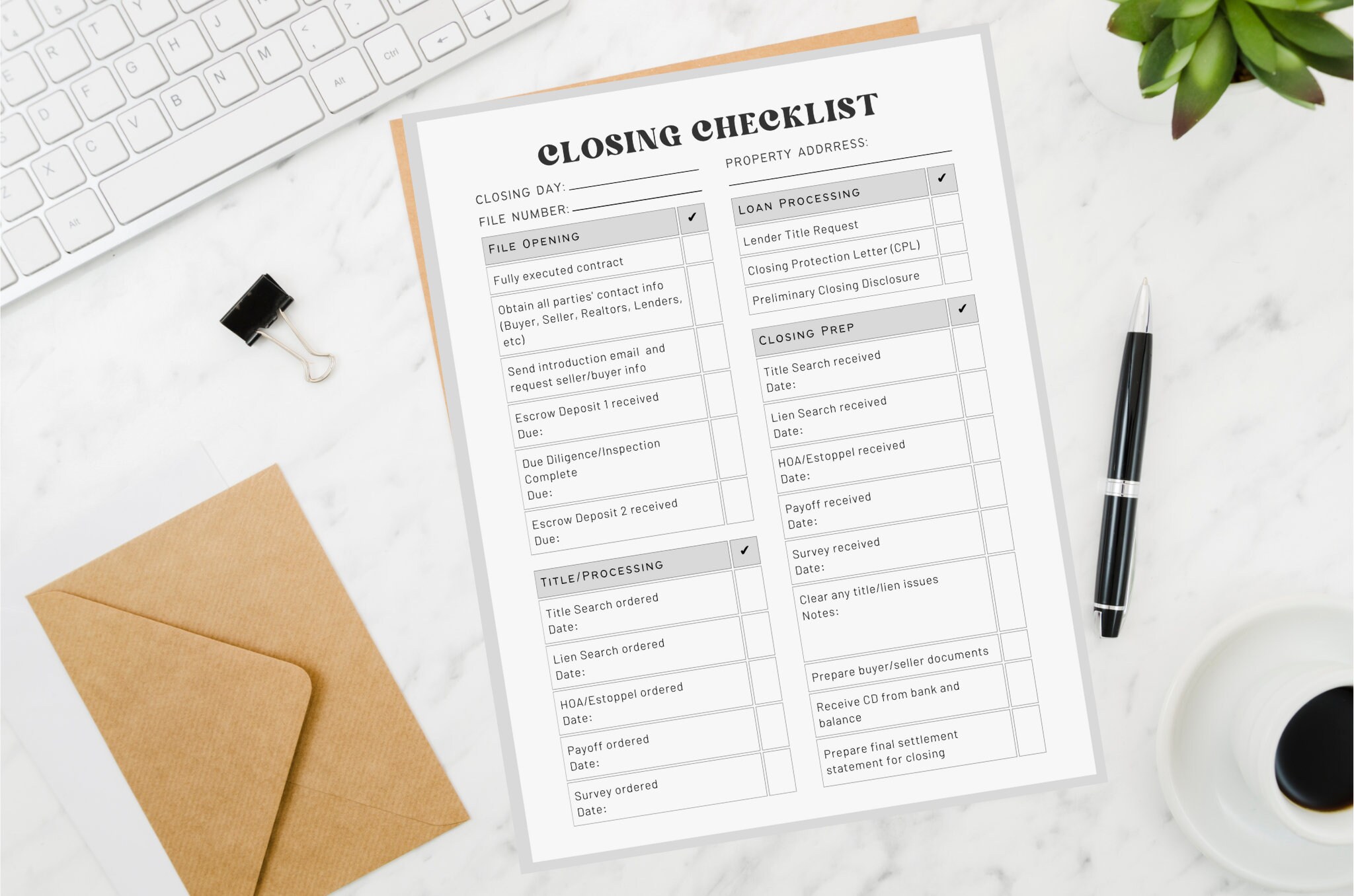 Title & Escrow Closing File Checklist Real Estate Closing - Etsy