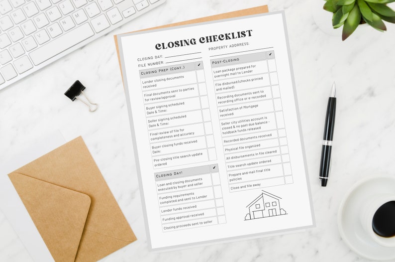 Title & Escrow Closing File Checklist Real Estate Closing - Etsy
