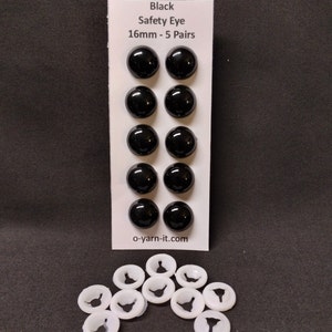 Premium Black Safety Eyes 5 Pair Bag Easy to Use 7 Sizes Available ...