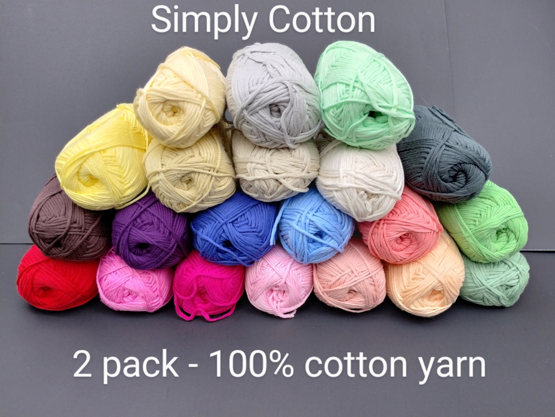 2 Pack Simply Cotton 100% Cotton Yarn 4 Medium Weight 16 Ply - Etsy