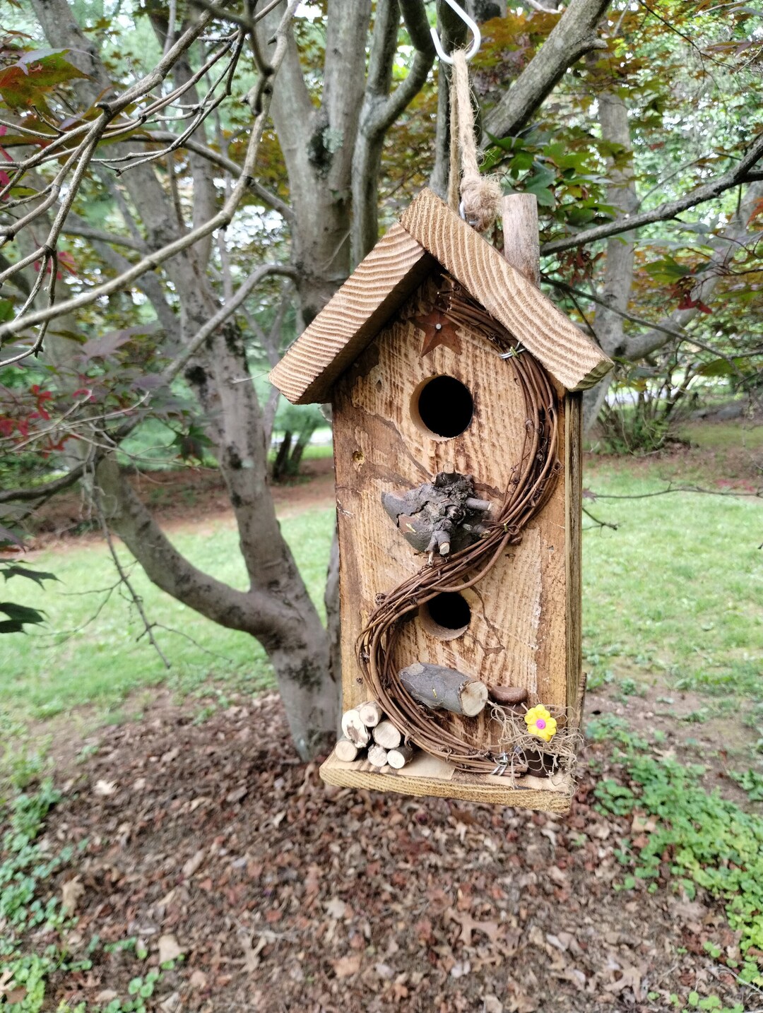 Rustic Birdhouse Tall With 2 Holes - Etsy