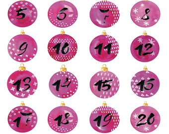 Advent Calendar Numbers Stickers White-gold-potpourri gold - Etsy