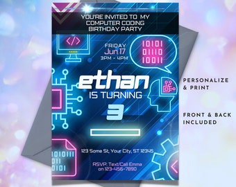 Tech Party Invite - Etsy