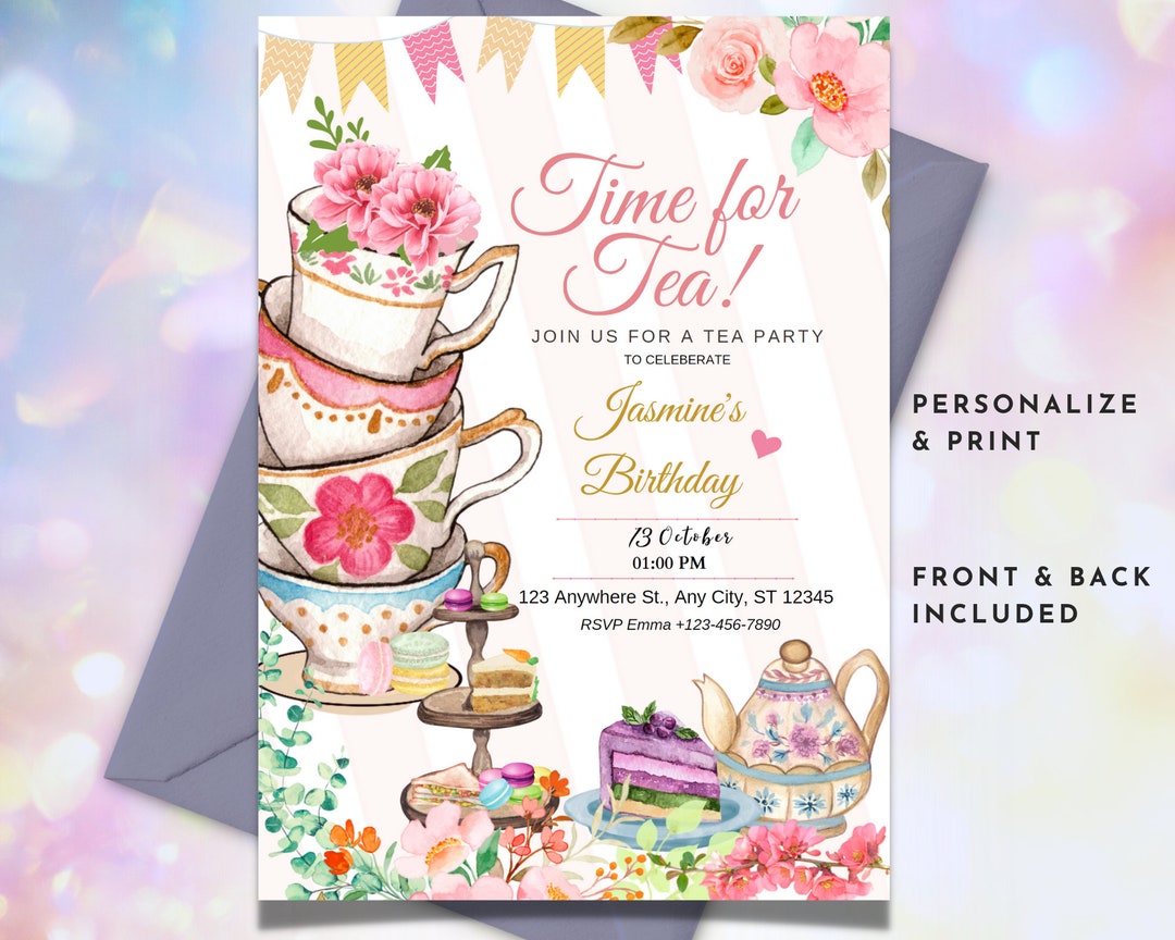 Tea Party Birthday Invitation Tea Party Birthday Invite - Etsy
