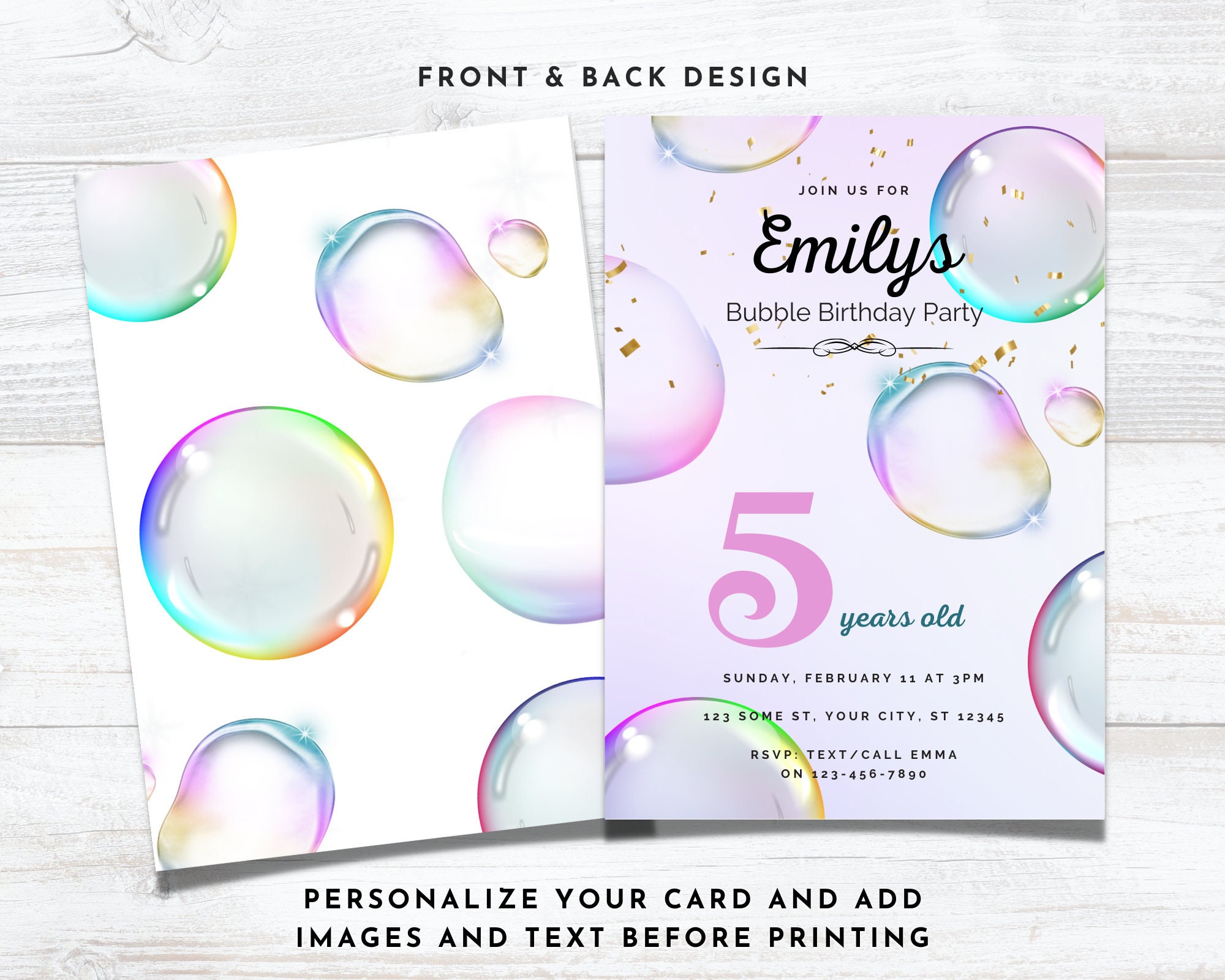 Editable Bubble Party Birthday Invitation Bubble Birthday - Etsy