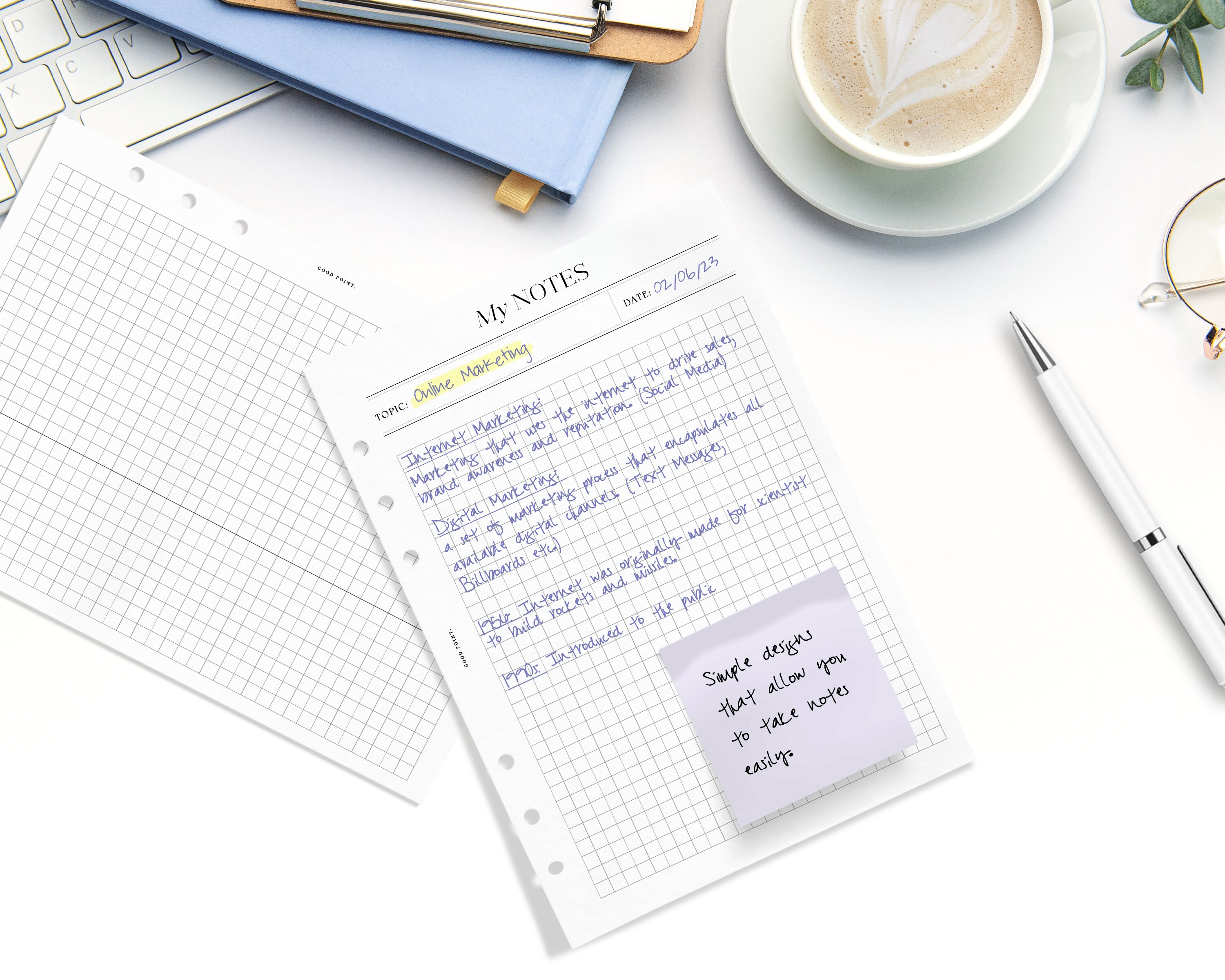 Printable Notes Paper Dot Grid Paper Lined Paper Graph Paper Notebook ...