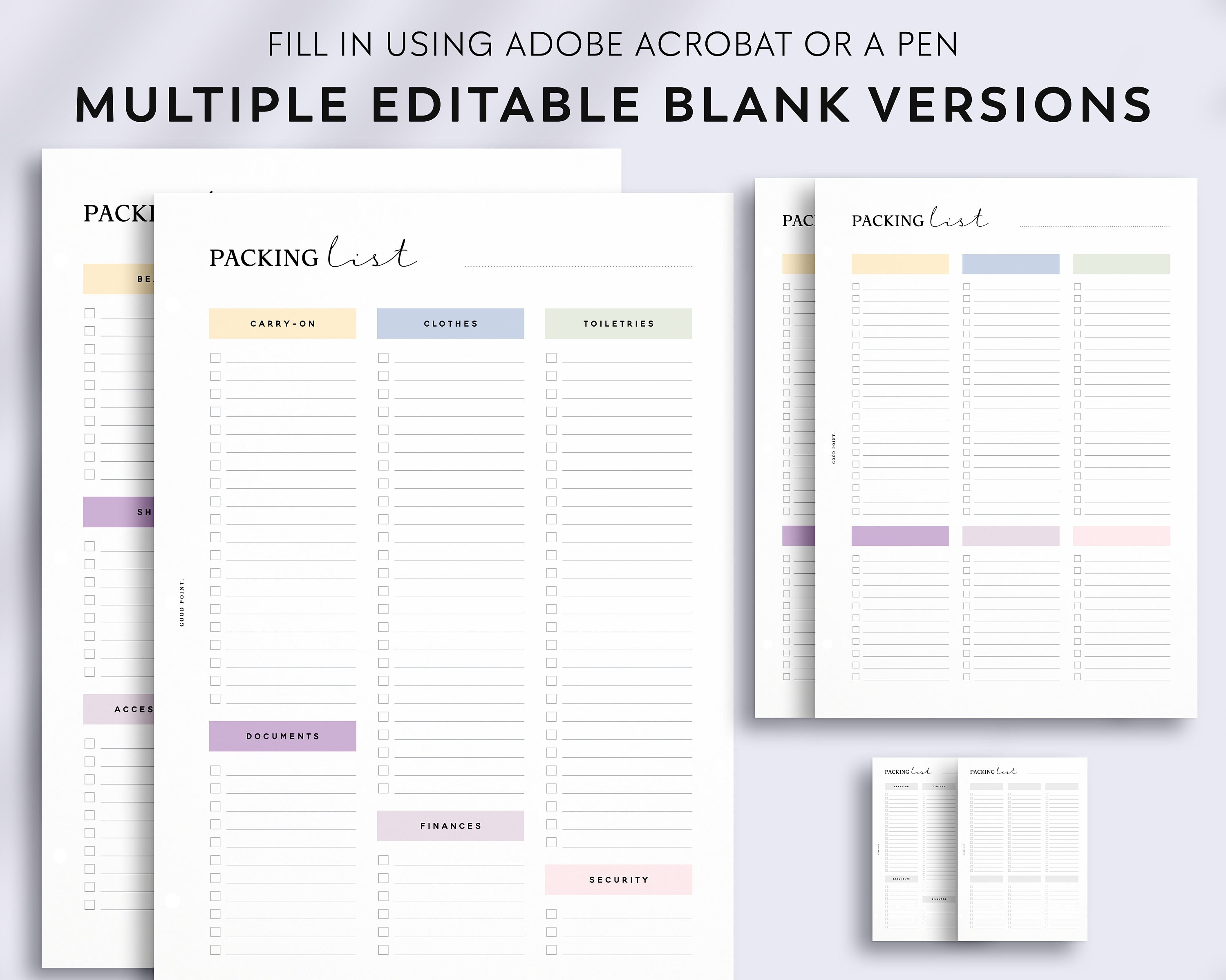 Packing List, Printable, Editable, Packing List Template, Packing ...