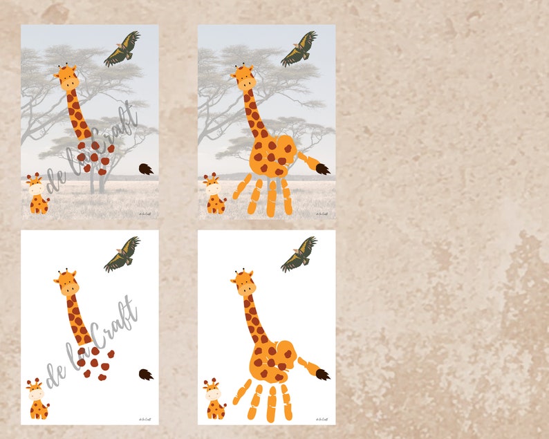 Giraffe Handprint Art Craft Printable - Etsy