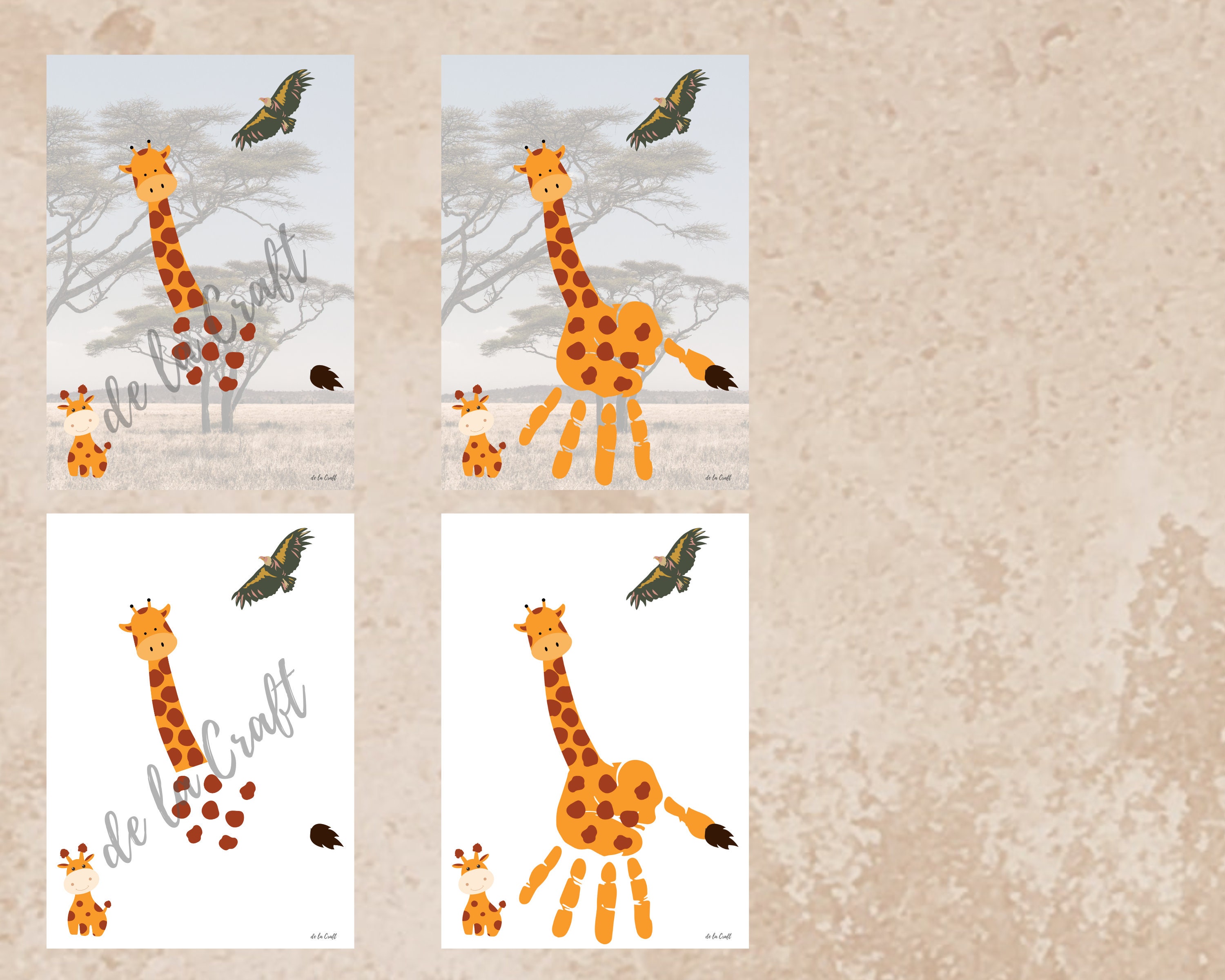 Giraffe Handprint Art Craft Printable - Etsy