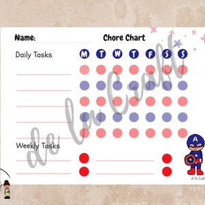 Editable Hero Chore Chart, Fillable Chore Chart Tracker - Etsy