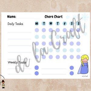 Editable Princess Chore Chart Fillable Chore Chart Tracker - Etsy