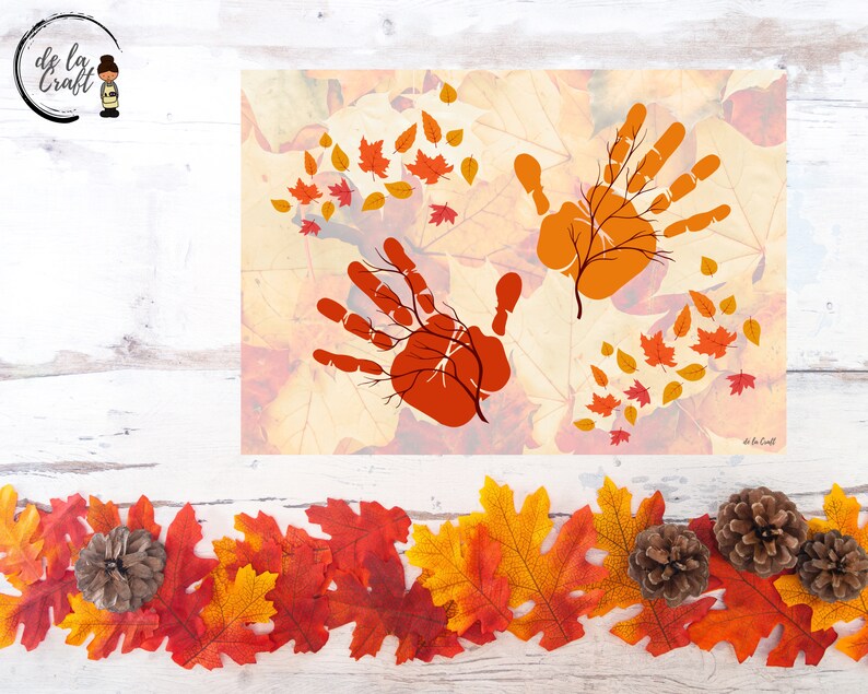 Autumn Leaf Handprint Art Craft Printable - Etsy