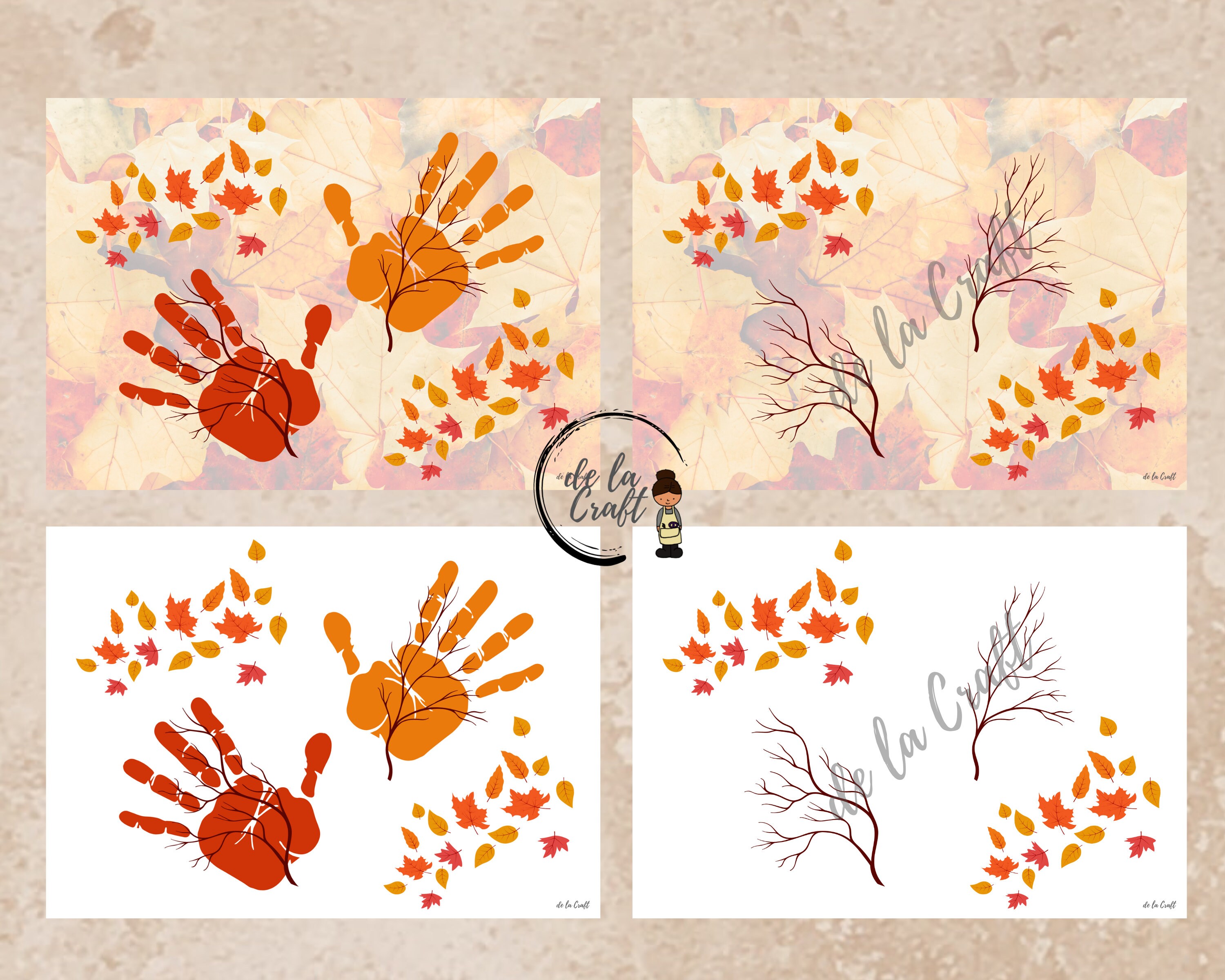 Autumn Leaf Handprint Art Craft Printable - Etsy