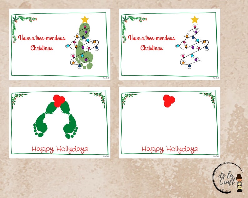 Christmas Handprint Footprint Art Craft Bundle, Printable Christmas ...