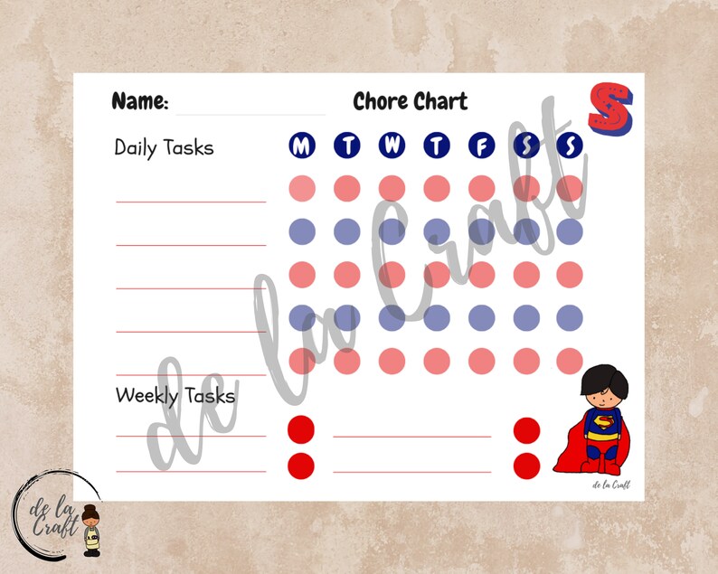 Editable Hero Chore Chart, Fillable Chore Chart Tracker - Etsy