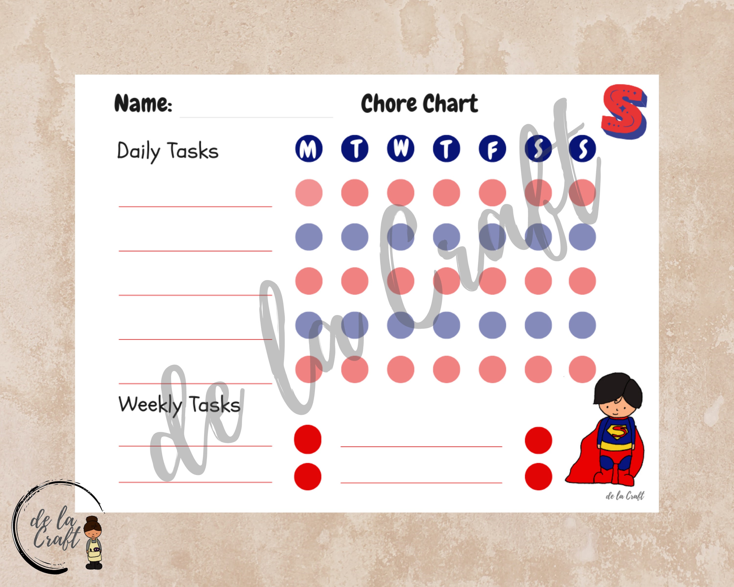 Editable Hero Chore Chart, Fillable Chore Chart Tracker - Etsy