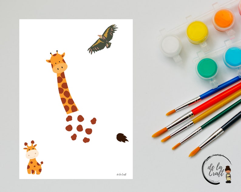Giraffe Handprint Art Craft Printable - Etsy