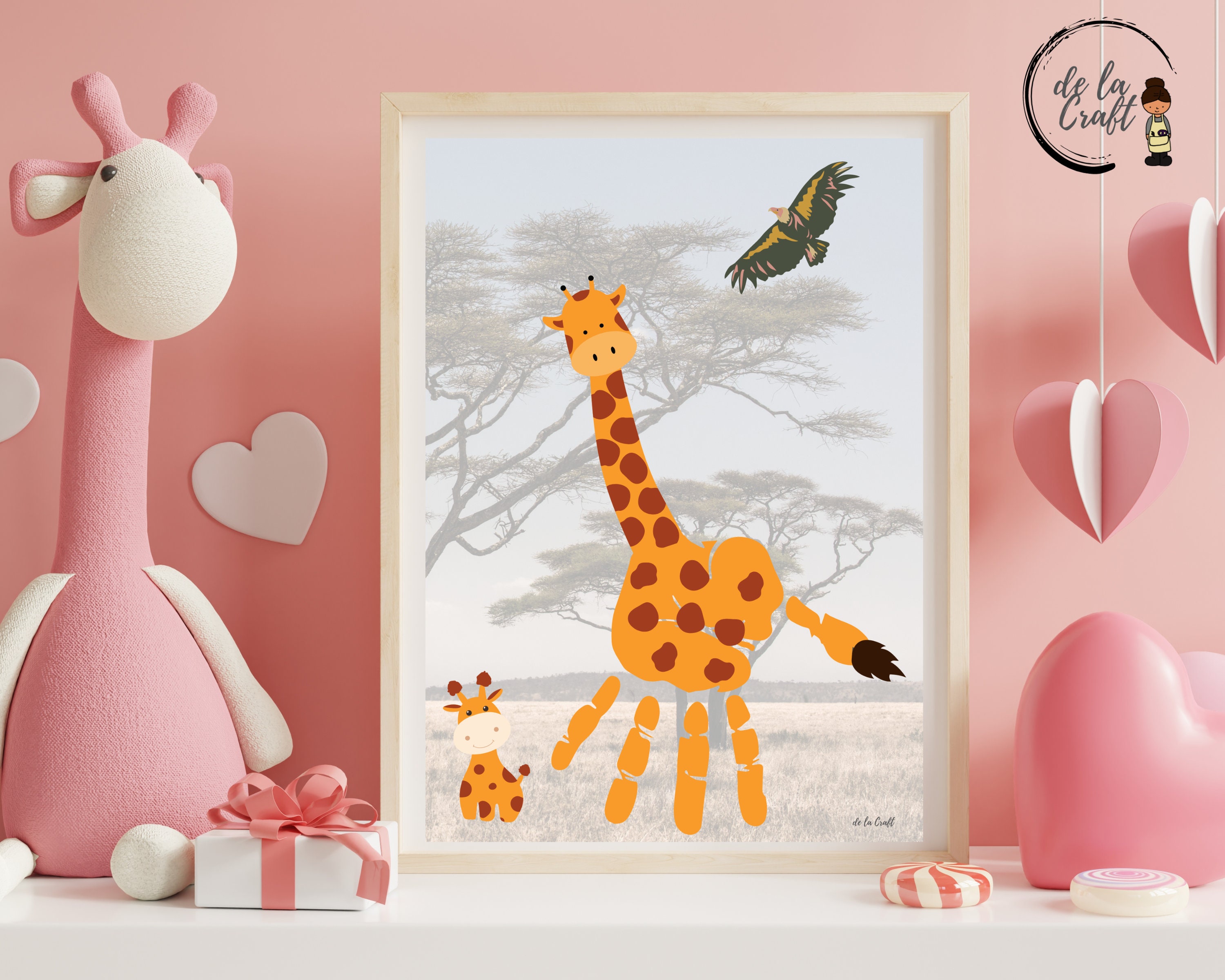 Giraffe Handprint Art Craft Printable - Etsy
