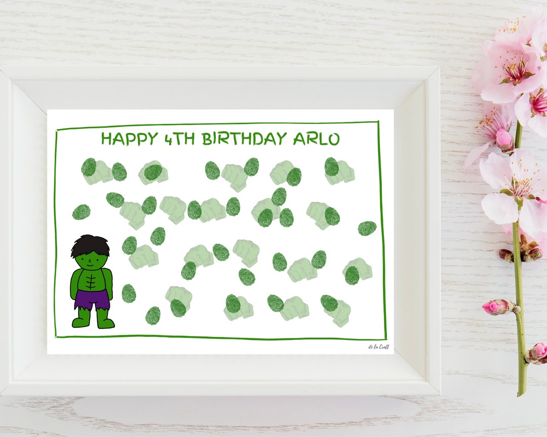 Hero Birthday Fingerprint Keepsake, DIY Birthday Craft, Printable ...
