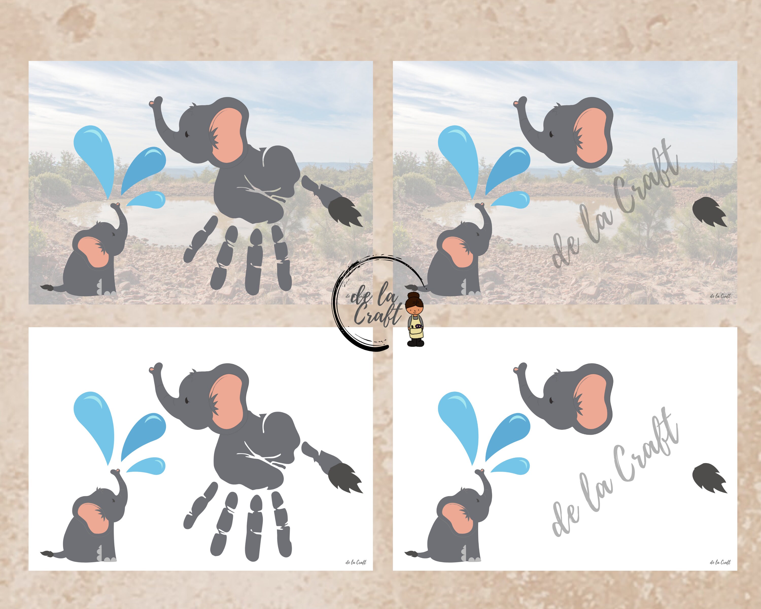 Elephant Handprint Art Craft Printable - Etsy