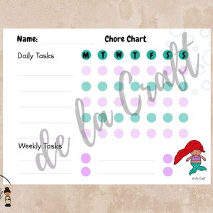 Editable Princess Chore Chart Fillable Chore Chart Tracker - Etsy