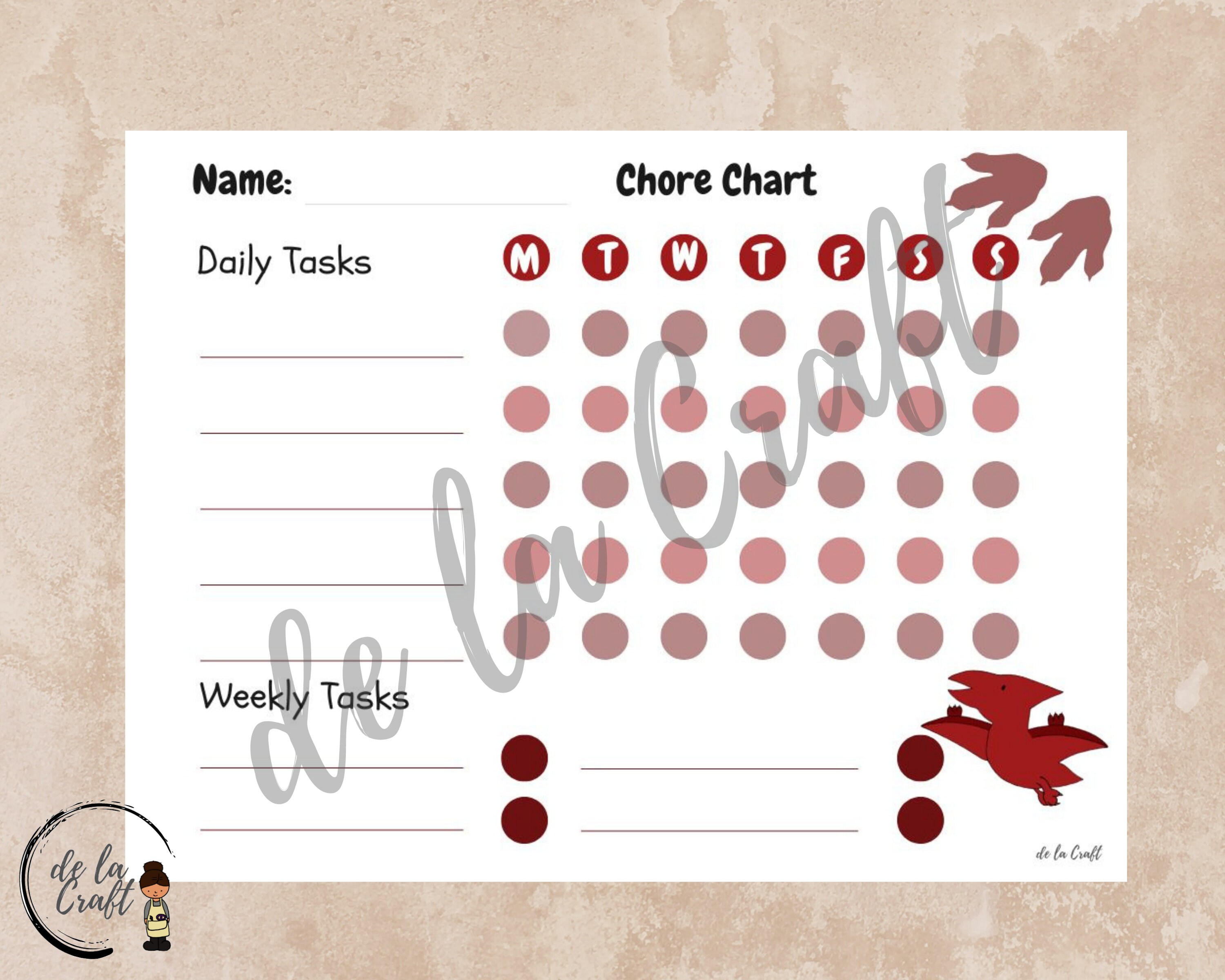 Editable Dinosaur Chore Chart Fillable Chore Chart Tracker - Etsy