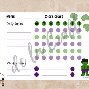 Editable Hero Chore Chart, Fillable Chore Chart Tracker - Etsy